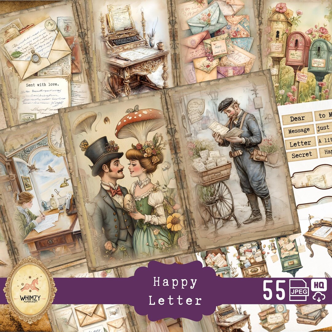 Happy Letter Junk Journal Vintage Letter Mailbox Letter Writing Post ...