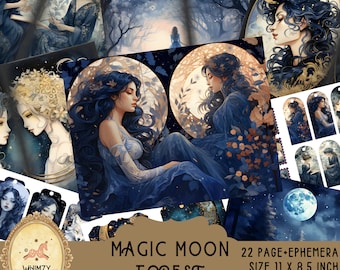 Celestial Moon Junk Journal Pages Gothic Collage Sheets Scrapbooking ...