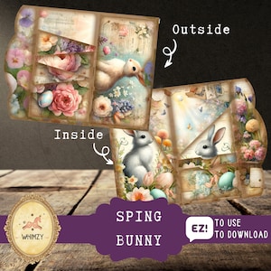 Sping Bunny Trifold Folio Junkjournal Kit Vintage DIY Mini Folio Junk ...