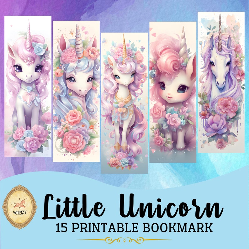 Unicorn Printable Bookmarks Pastel Unicorn Prints Little Unicorn ...