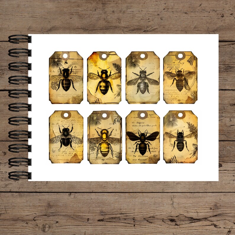 Bees Junk Journal Kit – Vintage Bee Tags & Printable Ephemera - Etsy