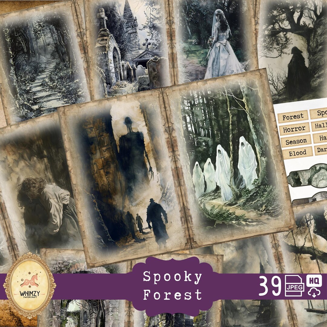 Halloween Spooky Junk Journal Kit, Spooky Forest Printable Ephemera ...