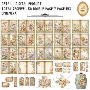 Vintage Rose Junk Journal Kit: Beige Floral Cottagecore Ephemera ...