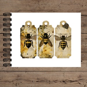 Bees Junk Journal Tag Vintage Bee Junk Journal Kit Label Collage Sheet ...