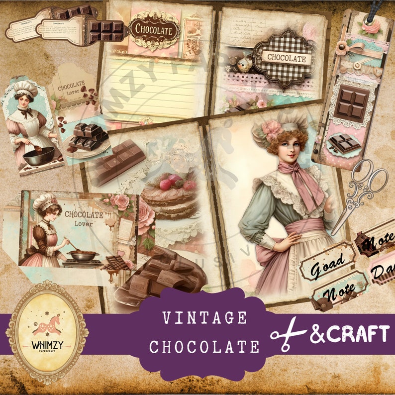 Chocolate Junk Journal Papers | Vintage Coffee & Sweets Ephemera - Etsy