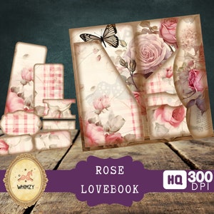 Roses Trifold Folio Junkjournal Kit Vintage Diy Mini Folio Junk Journal 