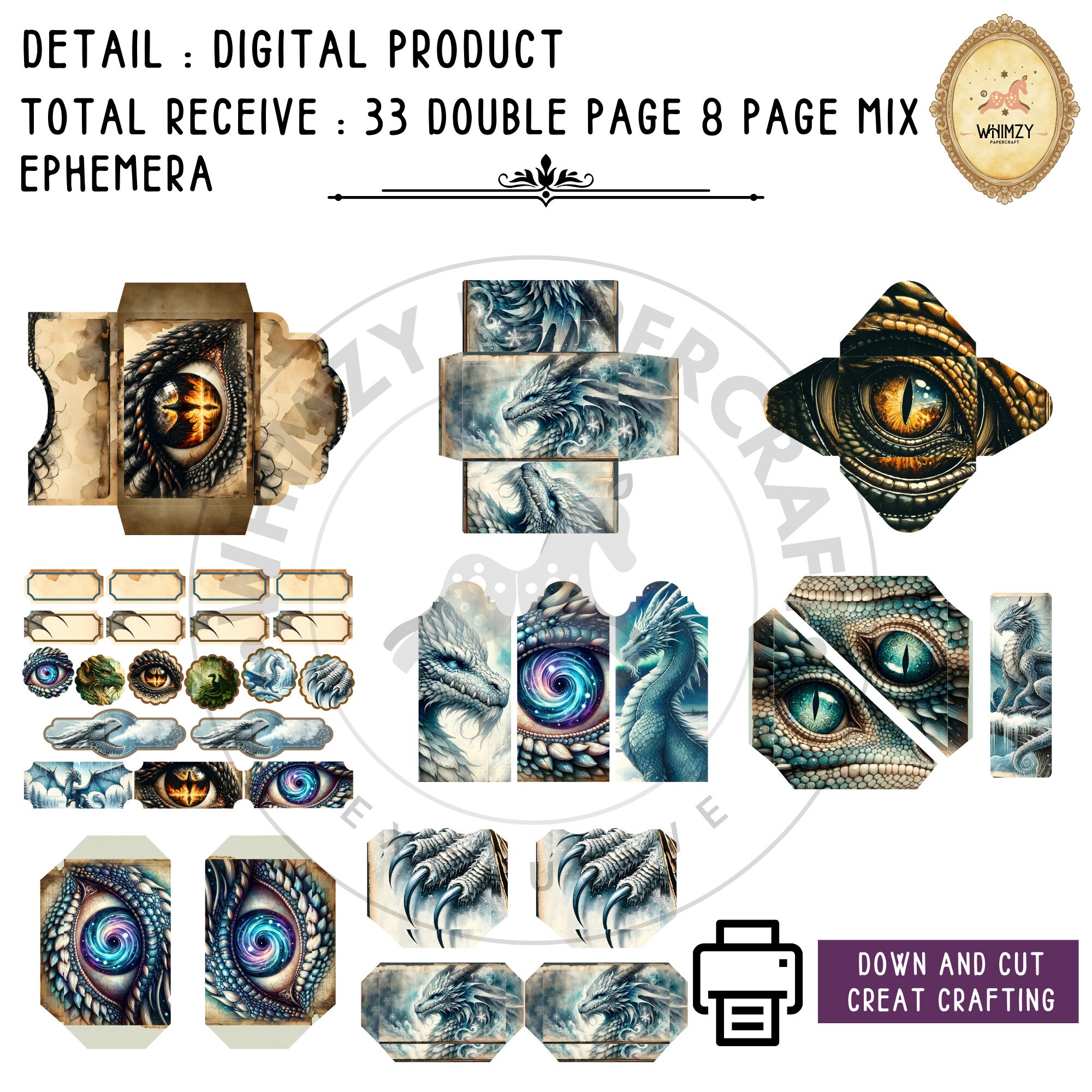 Dragon Junk Journal Kit Fantasy Collage Printables Fantasy Kit Dragon ...