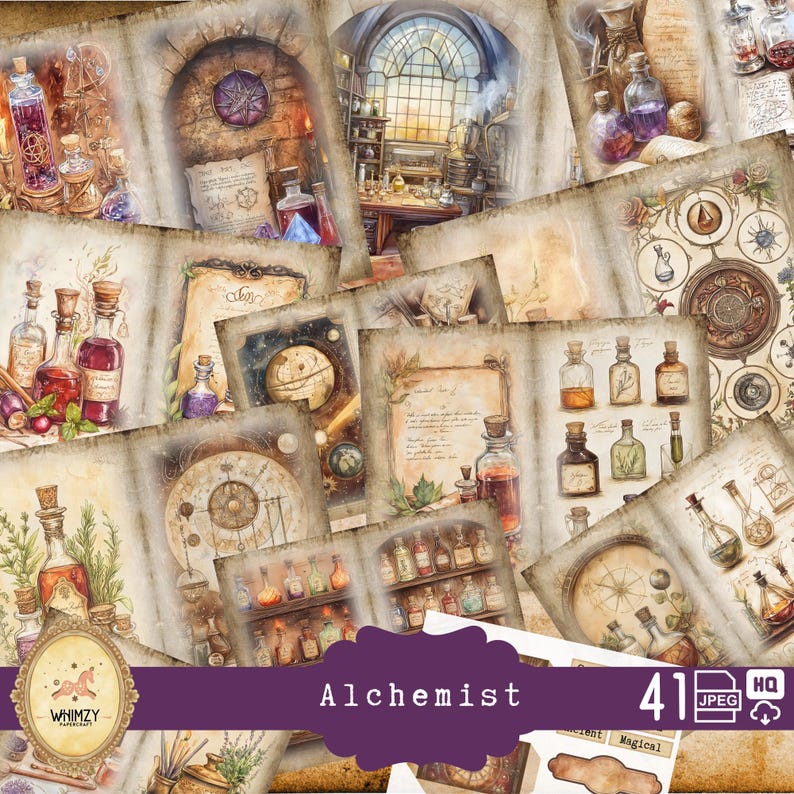 Alchemist Junk Journal Kit, Wizard Printable Ephemera, Medieval Magic ...