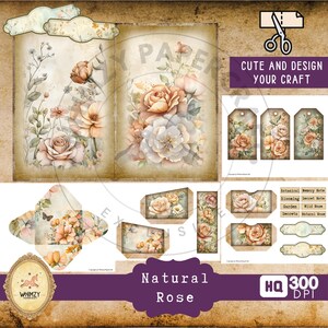 Vintage Rose Junk Journal Kit: Beige Floral Cottagecore Ephemera ...