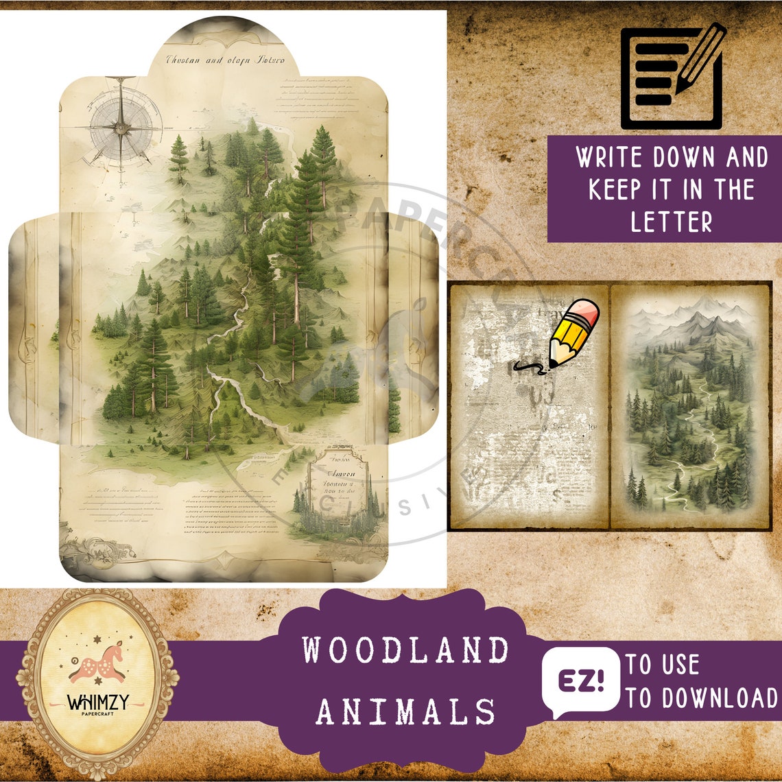 Woodland Animals Junk Journal Pages Forest Printable Digital Scrapbook ...