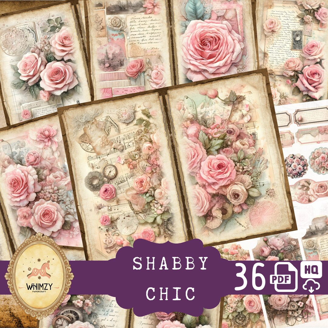 Shabby Chic Junk Journal Kit: Rose Ephemera, Tags (digital Download) - Etsy