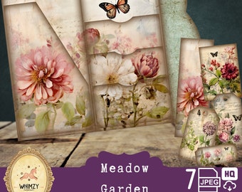 Roses Trifold Folio Junkjournal Kit Vintage DIY Mini Folio Junk Journal Kit Digital Folding ...