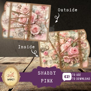 Shabby Rose Trifold Folio Junkjournal Kit Vintage Diy Mini Folio Junk