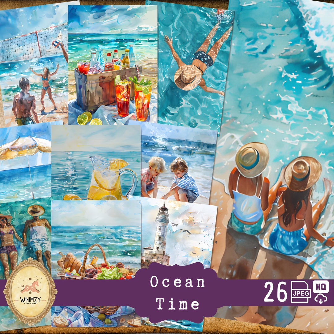 Ocean Junk Journal Kit Sea Journal Papers, Travel Beach Printables Sea ...