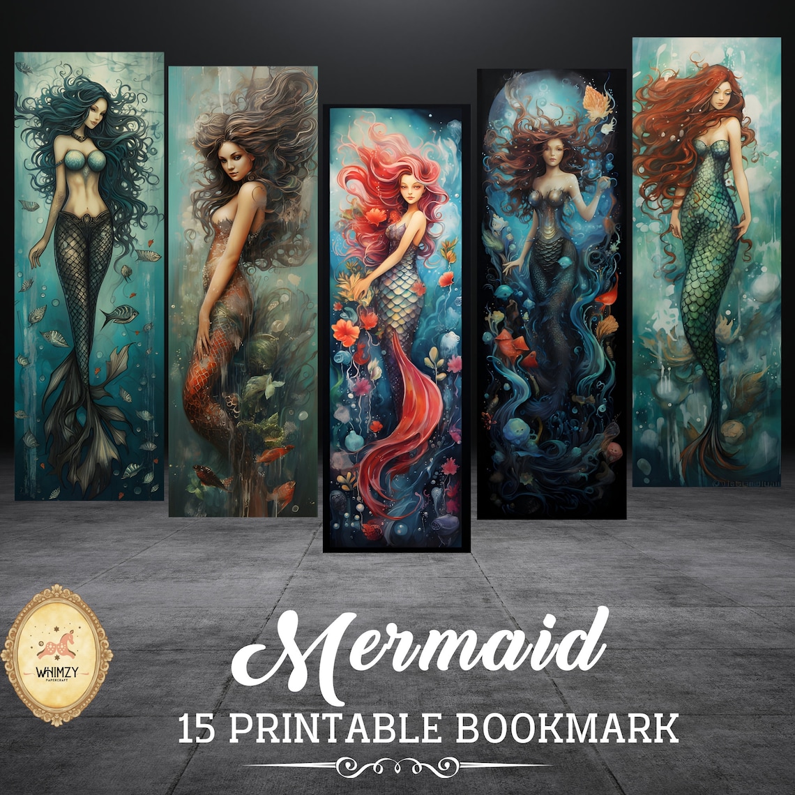 Fantasy Mermaid Printable Bookmarks: Sea Junk Journal Bookmark Bundle ...