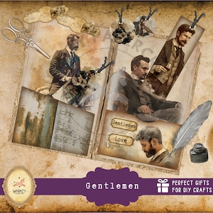Gentlemen Junk Journal Kit | Masculine Printable Pages | Vintage Father ...