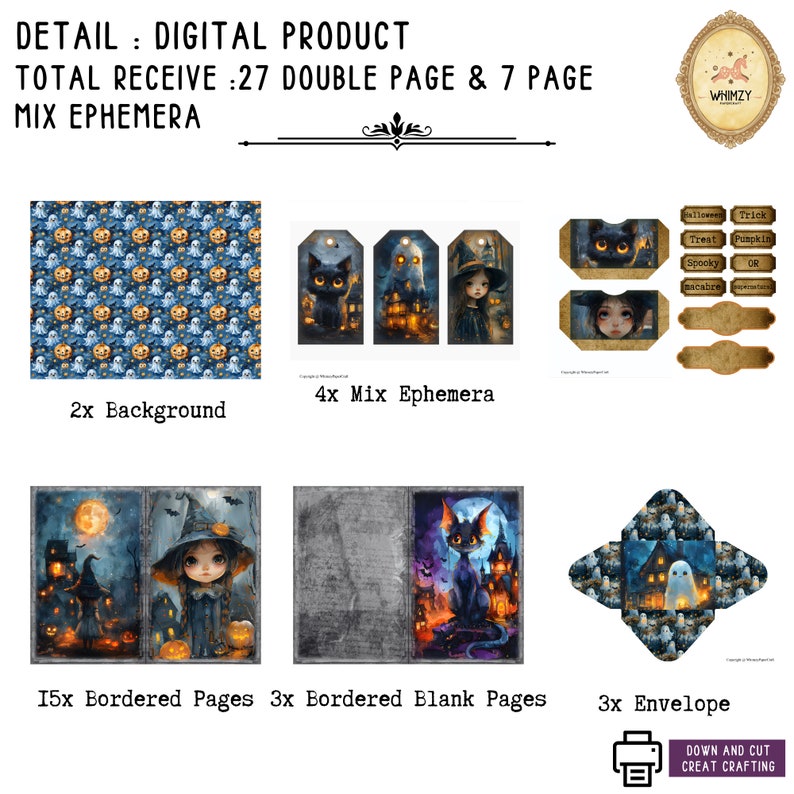 Halloween Junk Journal Kit Printable Ephemera Creepy Journal Collage ...