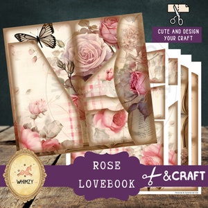 Roses Trifold Folio Junkjournal Kit | Vintage Mini Folio | Digital Pocket Ephemera - Etsy