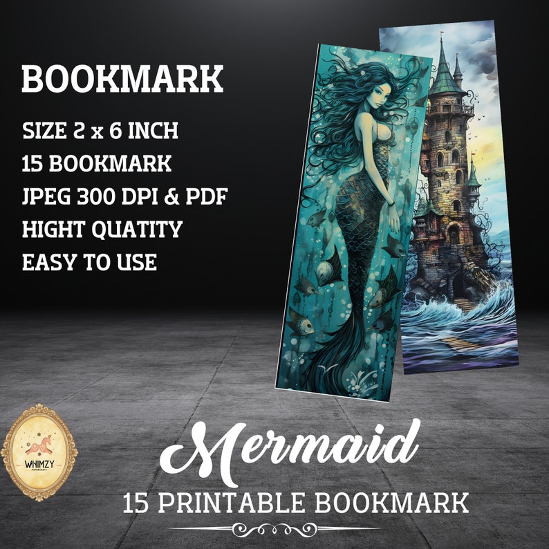 Fantasy Mermaid Printable Bookmarks: Sea Junk Journal Bookmark Bundle ...