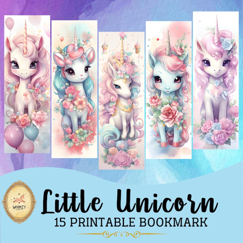 Unicorn Printable Bookmarks Pastel Unicorn Prints Little Unicorn ...