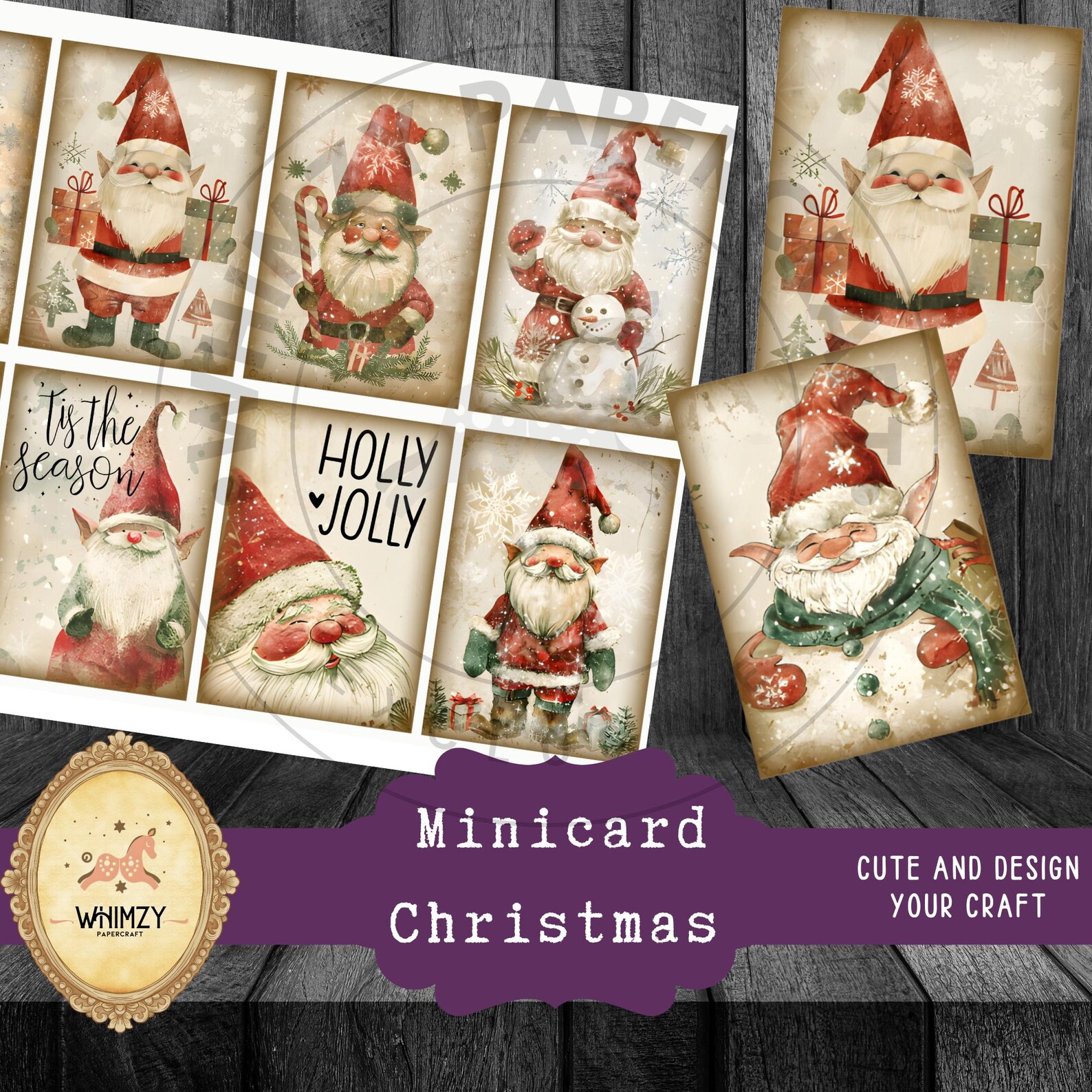 Christmas Gnome Journal Labels | Holiday Tags Ephemera Kit - Etsy