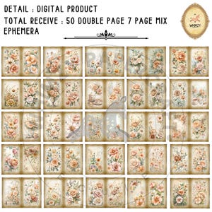 Vintage Rose Junk Journal Kit: Beige Floral Cottagecore Ephemera ...
