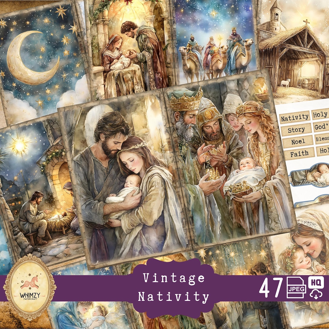 Nativity Junk Journal Kit, Cozy Christmas Paper & Holy Night Ephemera ...