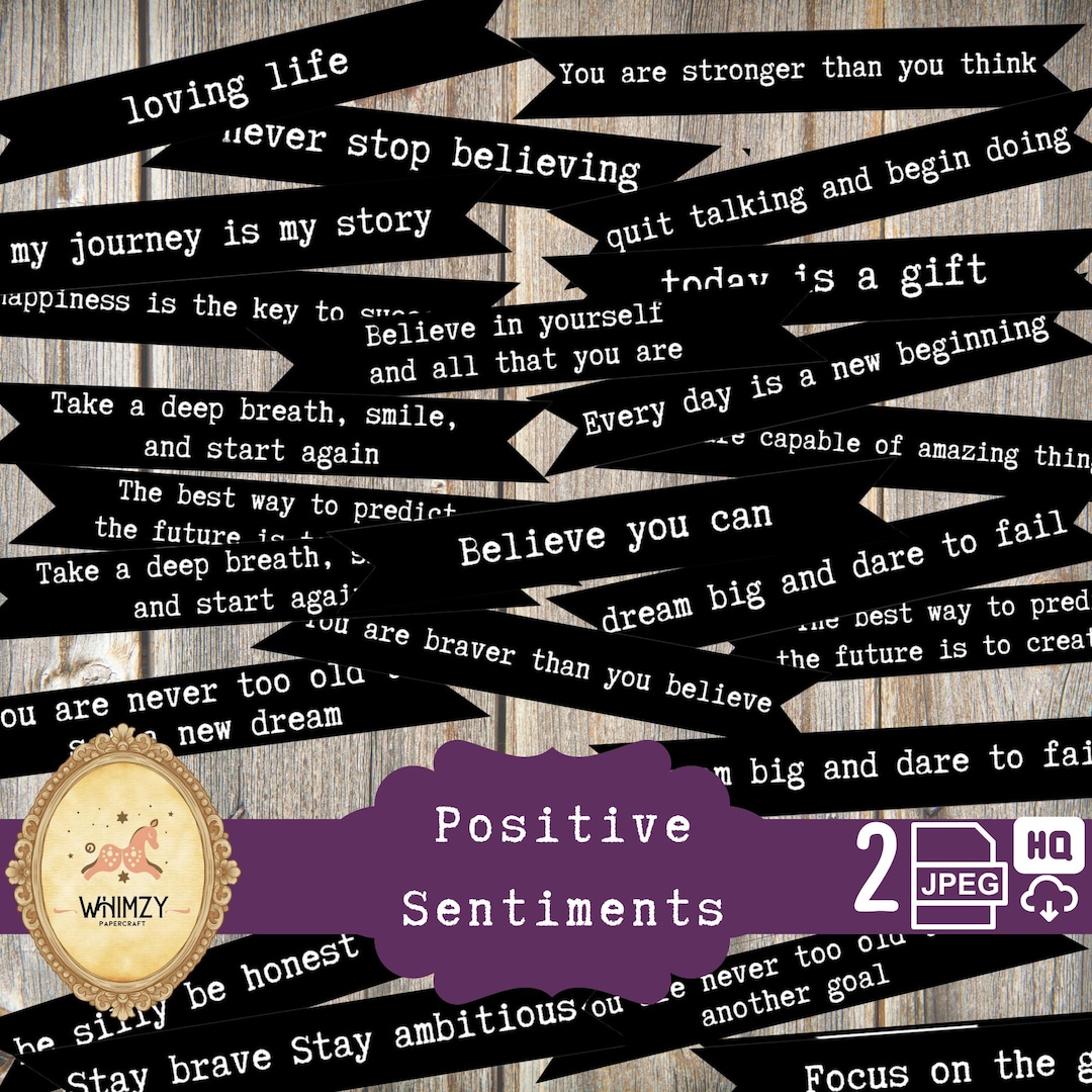 Positive Words Junk Journal Kit | Happy Phrases Digital Embellishments ...