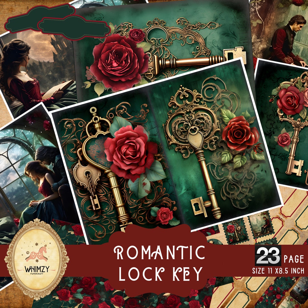 Fantasy Rose Keys Junk Journal Kit, Retro Mixed Media Printable ...
