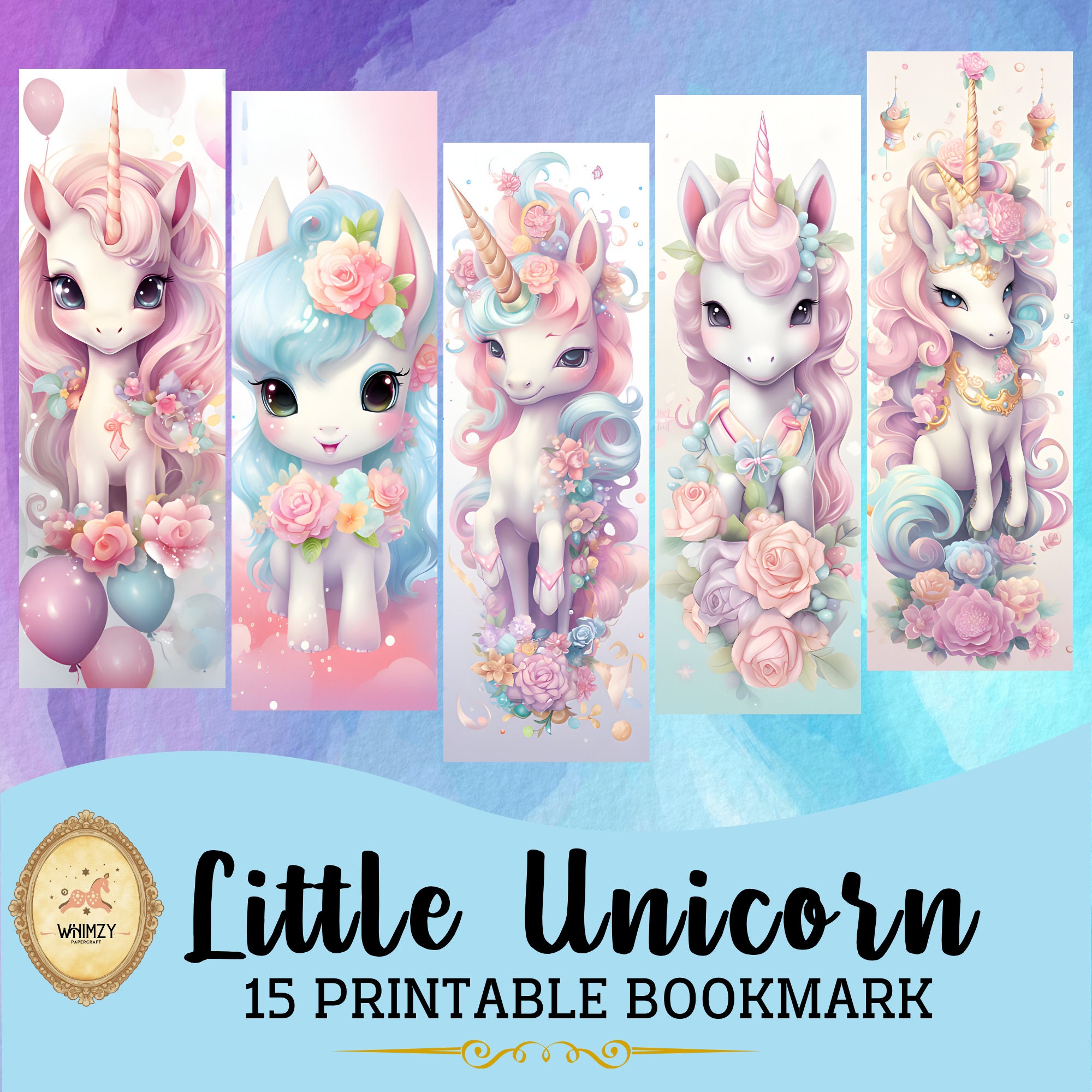 Unicorn Printable Bookmarks Pastel Unicorn Prints Little Unicorn ...