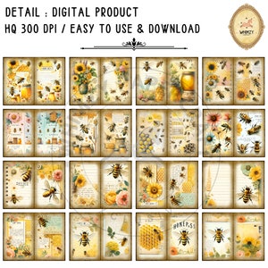 Honey Bees Junk Journal Kit | Vintage Bee Printable Papers | Beekeeper ...