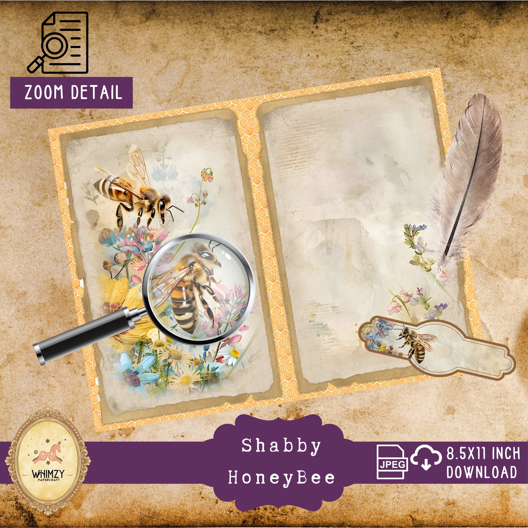 Honeybees Junkjournal Vintage Bee Junk Journal Kit Digital Collage ...