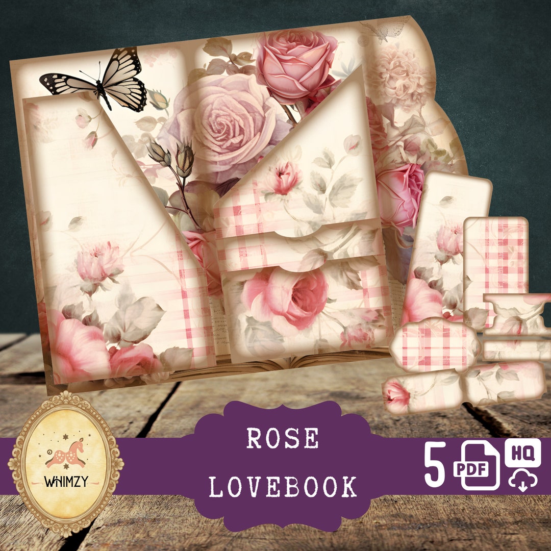 Roses Trifold Folio Junkjournal Kit | Vintage Mini Folio | Digital ...