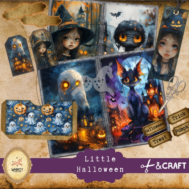 Halloween Junk Journal Kit Printable Ephemera Creepy Journal Collage ...