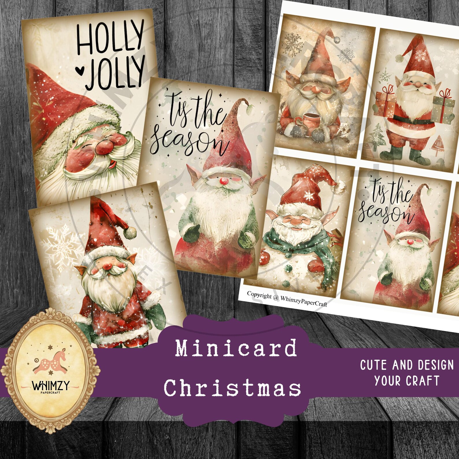 Christmas Gnome Journal Labels | Holiday Tags Ephemera Kit - Etsy