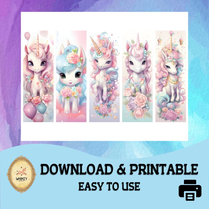 Unicorn Printable Bookmarks Pastel Unicorn Prints Little Unicorn ...