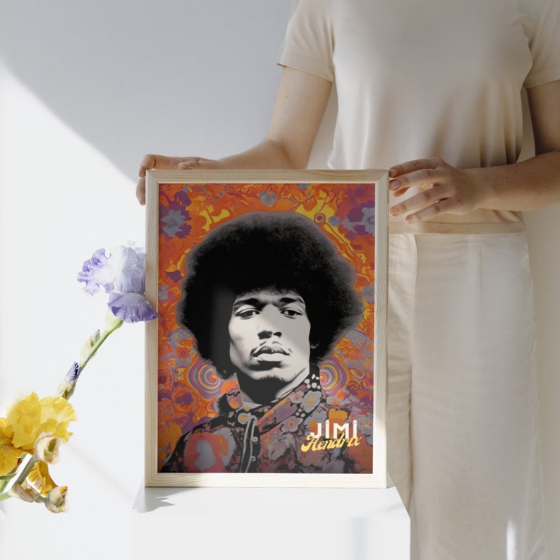 Jimi Hendrix Poster, Rock Star Wall Art, Jimi Hendrix Art, Vintage Rock ...