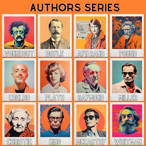 Great Authors Collage Set of 5 , Famous Author Series Posters, Writer ...