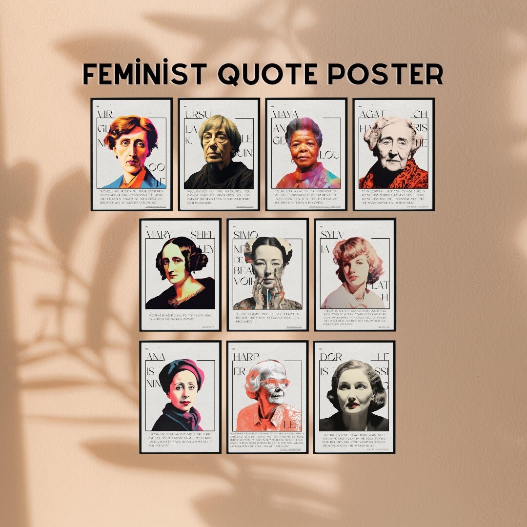 Female Authors Poster Collage, Feminist Quote Prints for Literature ...