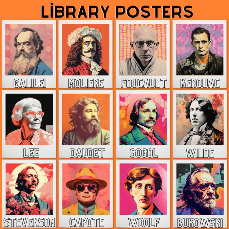 Great Authors Collage Set of 5 , Famous Author Series Posters, Writer ...