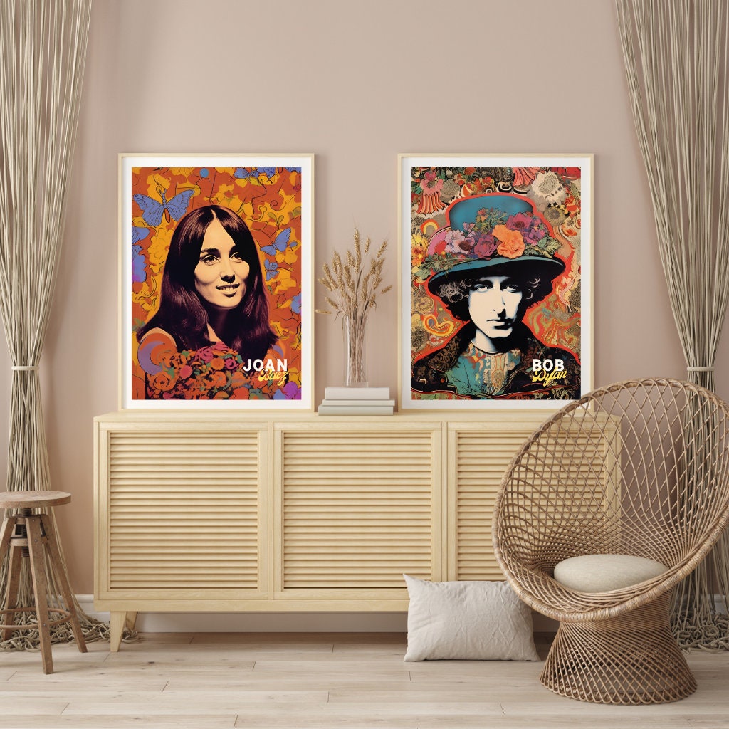 Joan Baez Bob Dylan Poster I Blowin' in the Wind 1960s 1970s Music ...