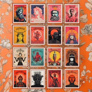 Greek Mythology Posters Set of 16, Ancient Greek Prints, Vibrant ...