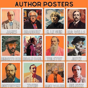 Great Authors Collage Set of 5 , Famous Author Series Posters, Writer ...