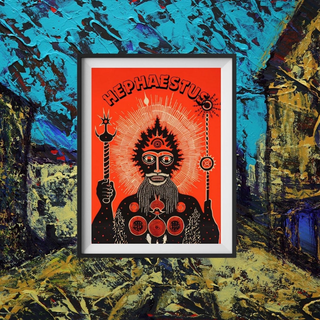 Hephaestus God of Greek Poster, Greek God Wall Art, Modern Greek Art ...