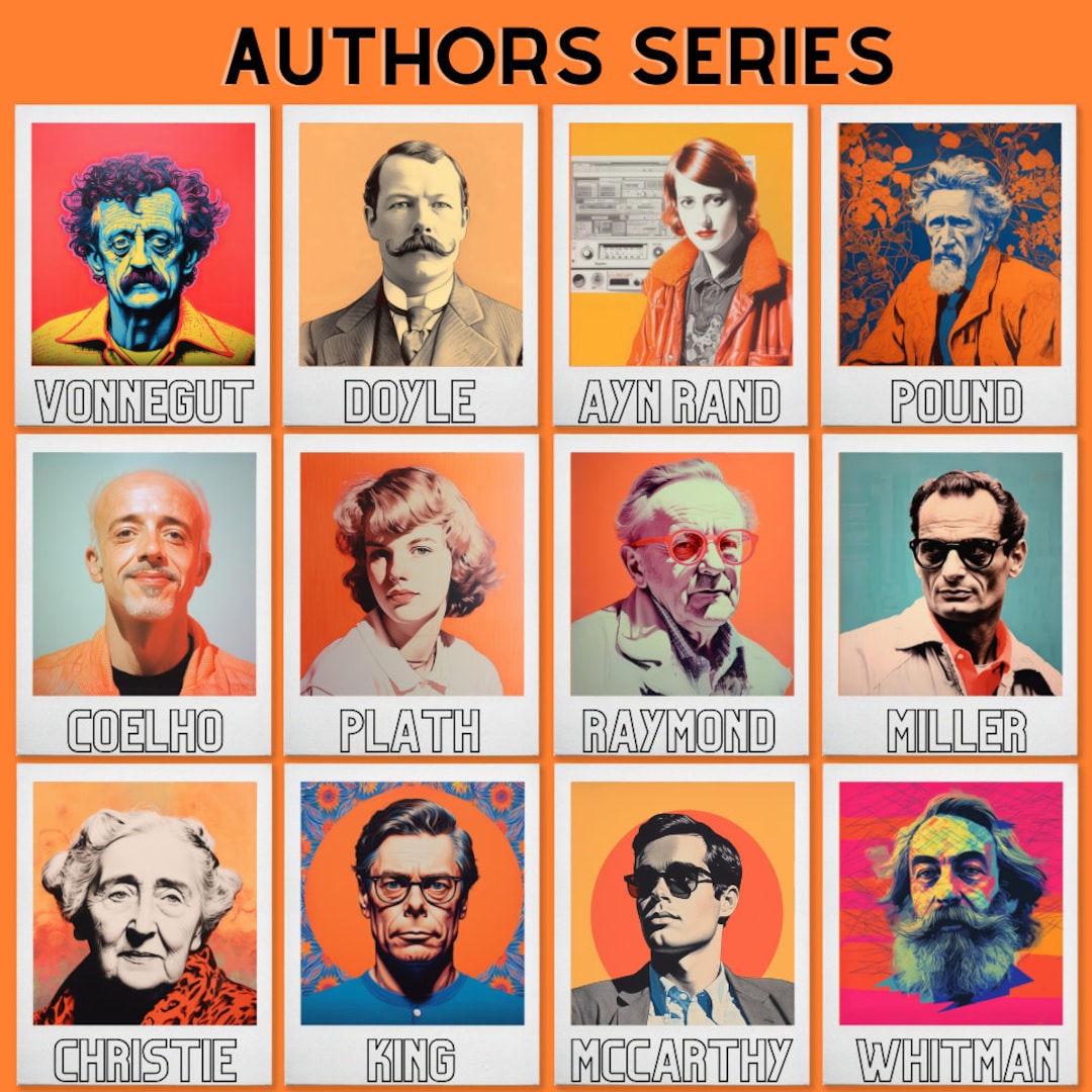 İnspirational Authors Collage Set of 5 , Famous Author Series Posters ...