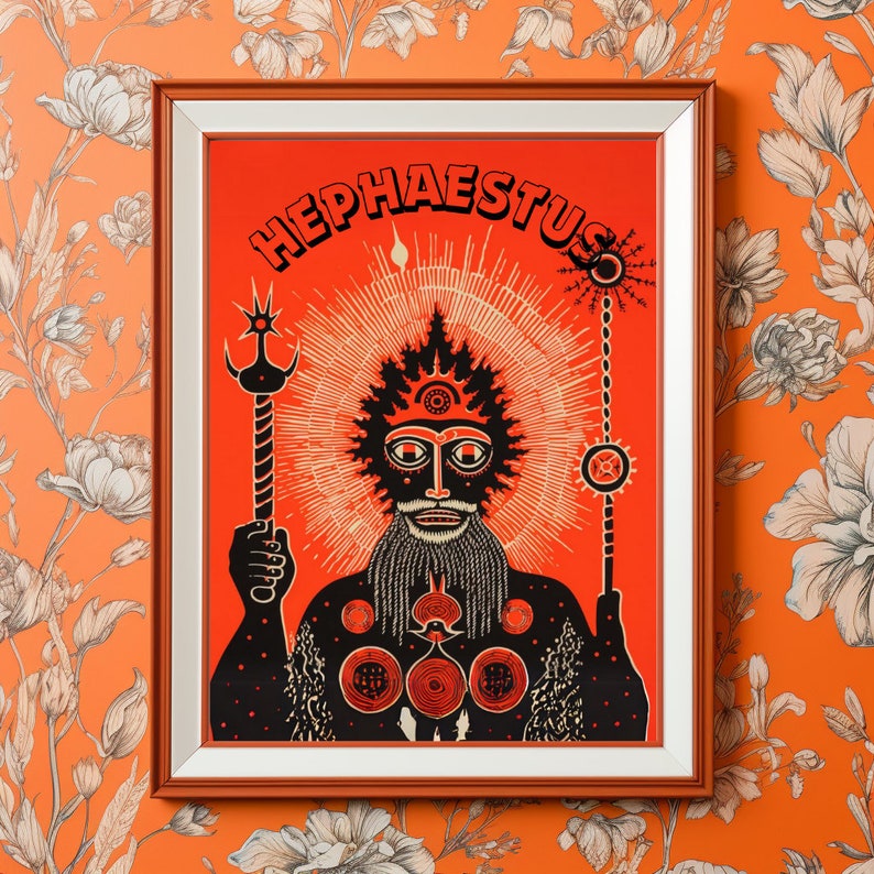 Hephaestus God of Greek Poster, Greek God Wall Art, Modern Greek Art ...