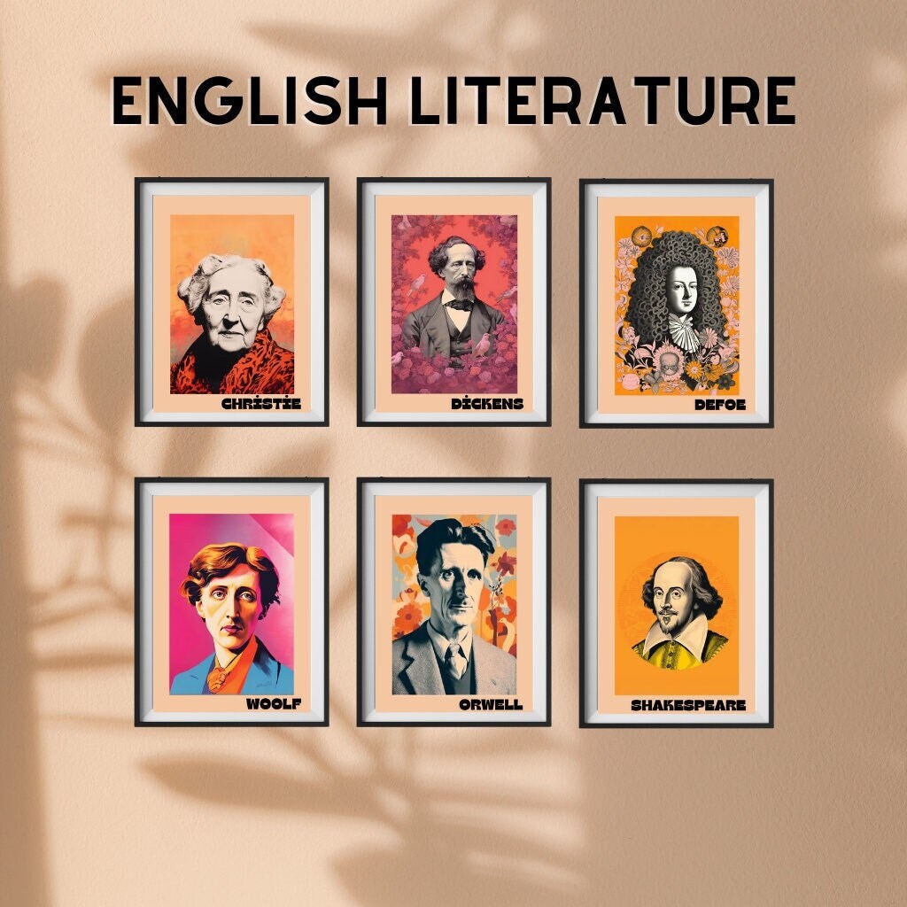 Authors Poster Collage Set of 6,famous English Author Posters, Writer ...