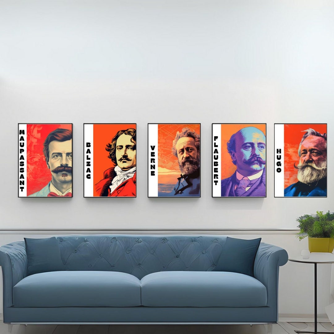 19th Century Authors Poster Set of 5, Classics Book Authors Poster ...
