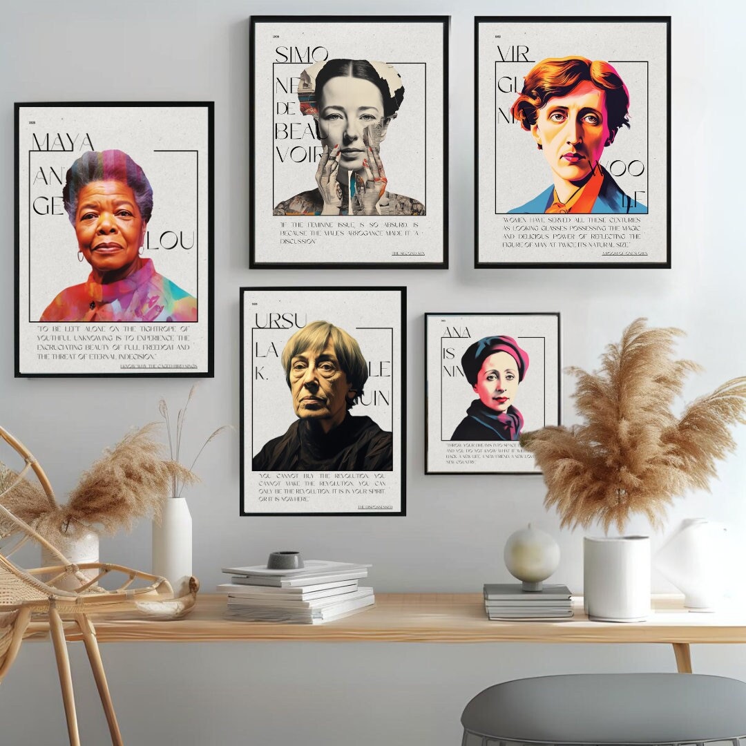 Famous Female Authors Poster Collage Set Feminist Quote Printable Famous Women Prints Women