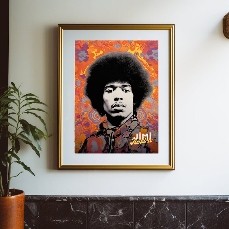 Jimi Hendrix Poster, Rock Star Wall Art, Jimi Hendrix Art, Vintage Rock ...